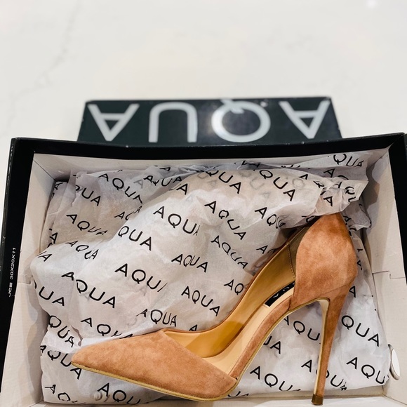 Aqua | Shoes | Aqua Dion Tan Suede 3 Inch Heels | Poshmark